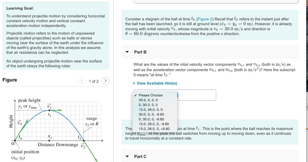 Solved Learning Goal To understand projectile motion by | Chegg.com
