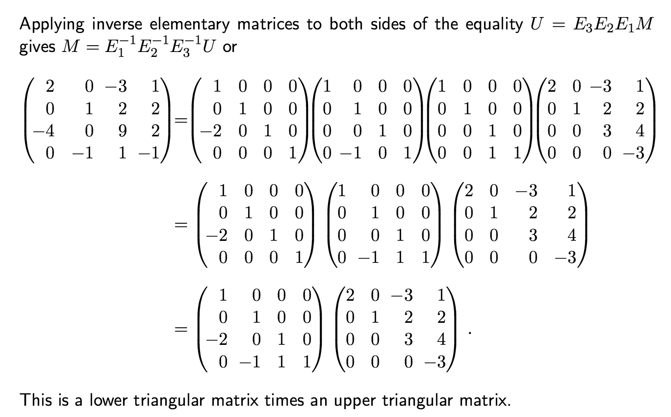 Solved Example 28 (LU factorization) 20 -31 20 -31 0 22E0 22 | Chegg.com
