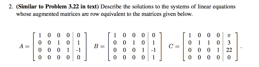 Solved Describe the solutions to the systems of linear | Chegg.com