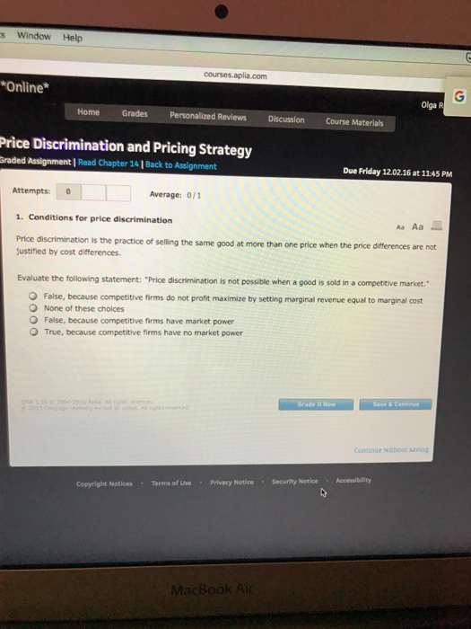 Solved Price discrimination is the practice of selling the | Chegg.com
