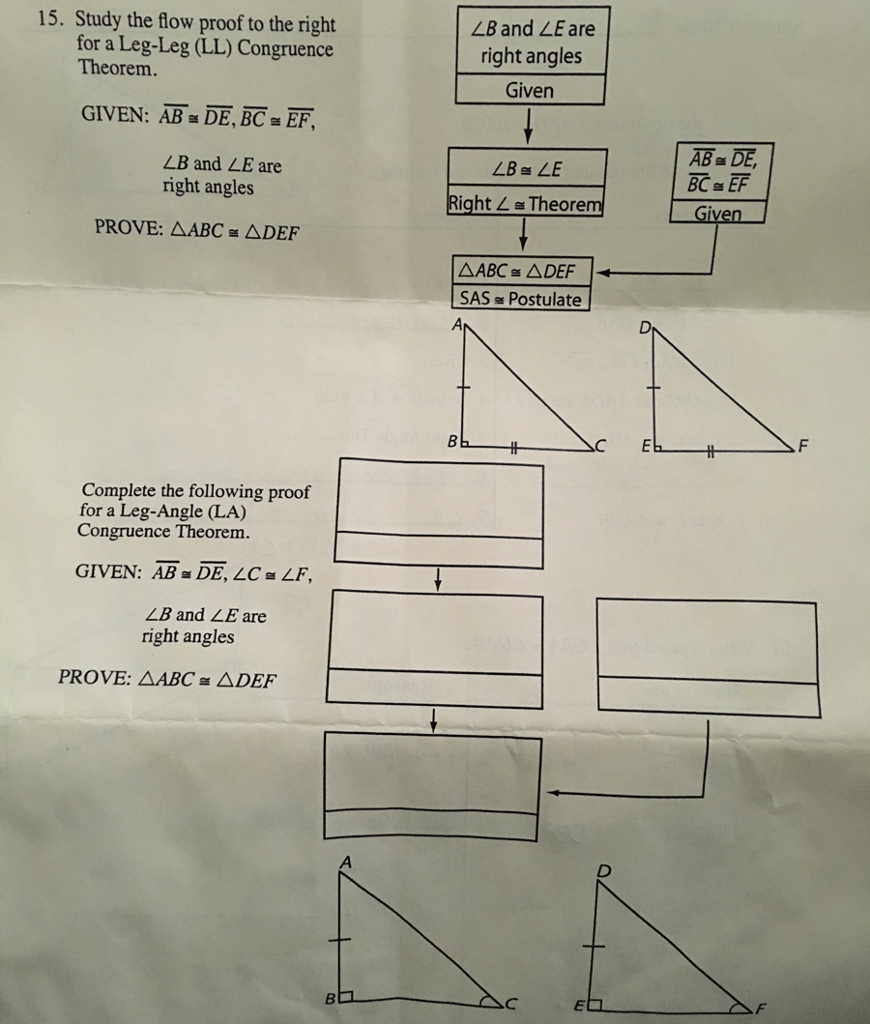 Solved Study the flow proof to the right for a Leg-Leg (LL) | Chegg.com