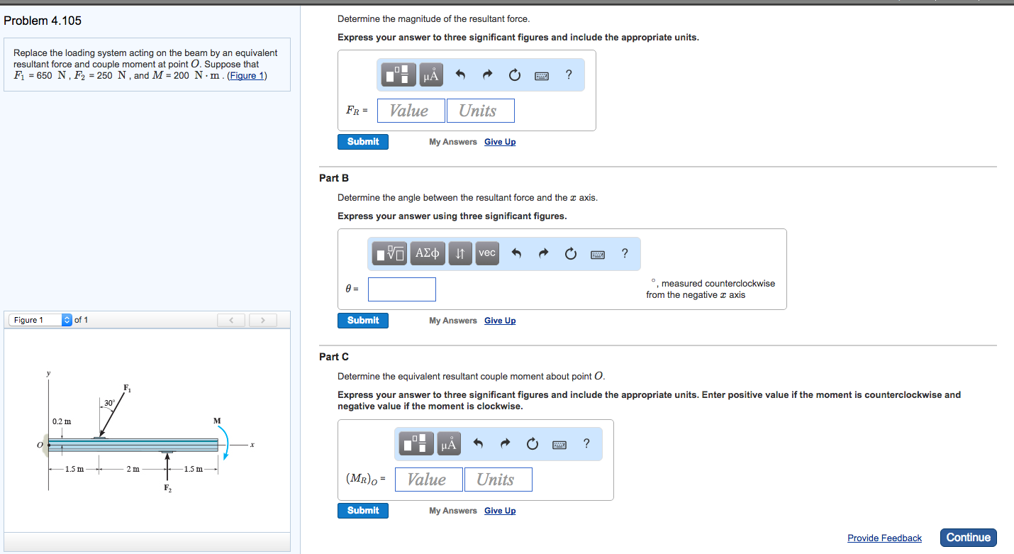 Solved Replace the loading system acting on the beam by an | Chegg.com