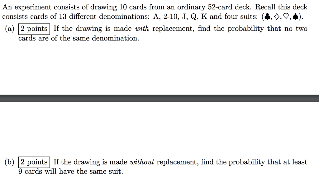 Solved An experiment consists of drawing 10 cards from an | Chegg.com
