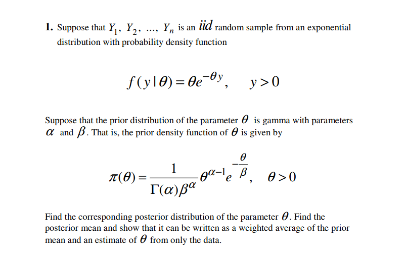Solved 1. Suppose that Y\, Y,, ..., Yn is an ld random | Chegg.com