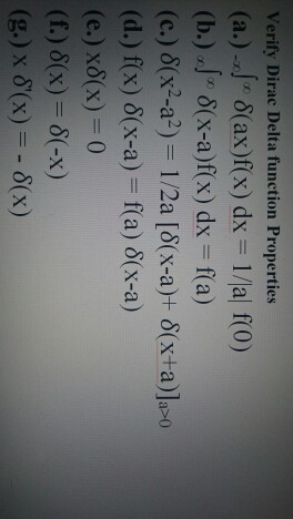 Solved Verify Dirac Delta function Properties_infinity | Chegg.com