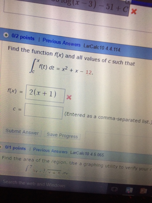 Solved Find The Function Fx And All Values Of C Such That