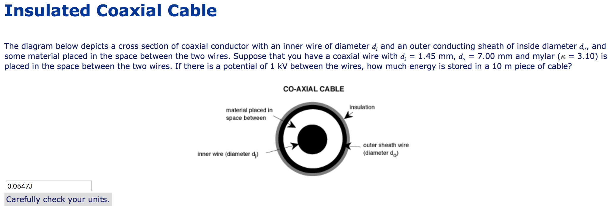 Solved Insulated Coaxial Cable The diagram below depicts a | Chegg.com