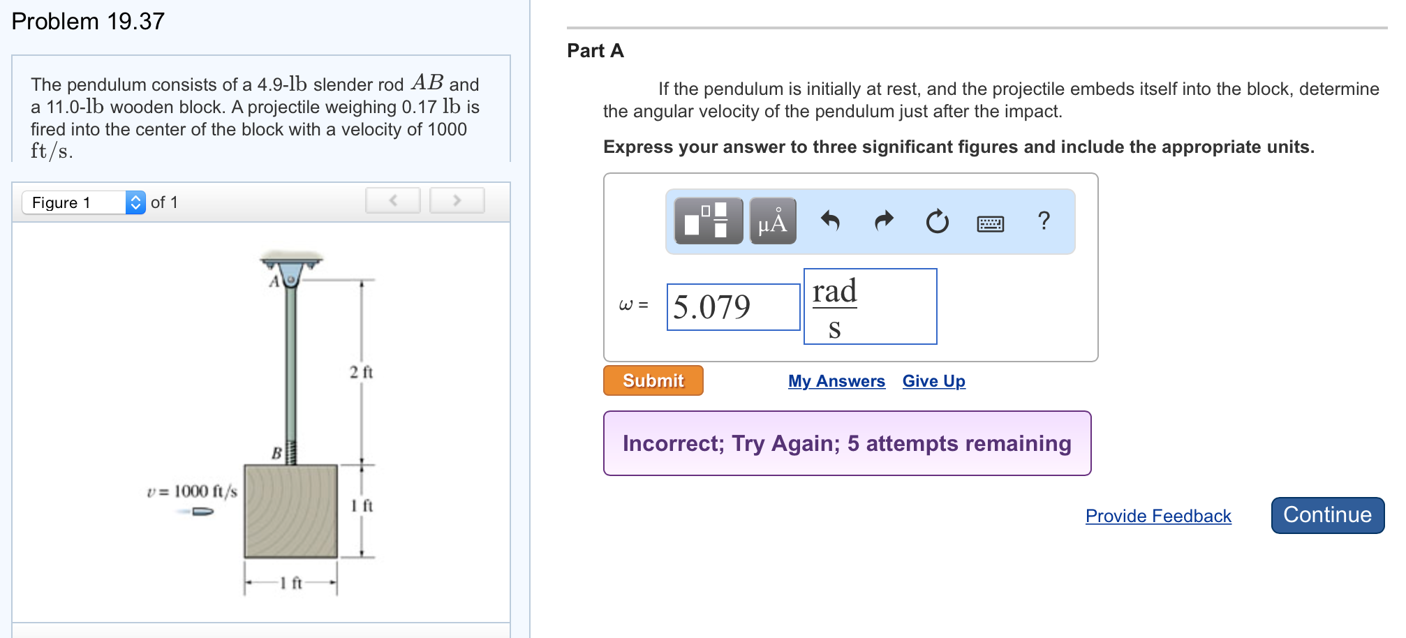 Solved The pendulum consists of a 4.9-lb slender rod AB and | Chegg.com