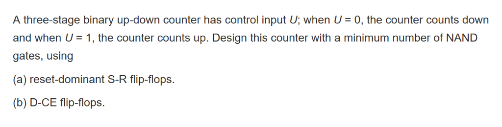 Solved A three-stage binary up-down counter has control | Chegg.com