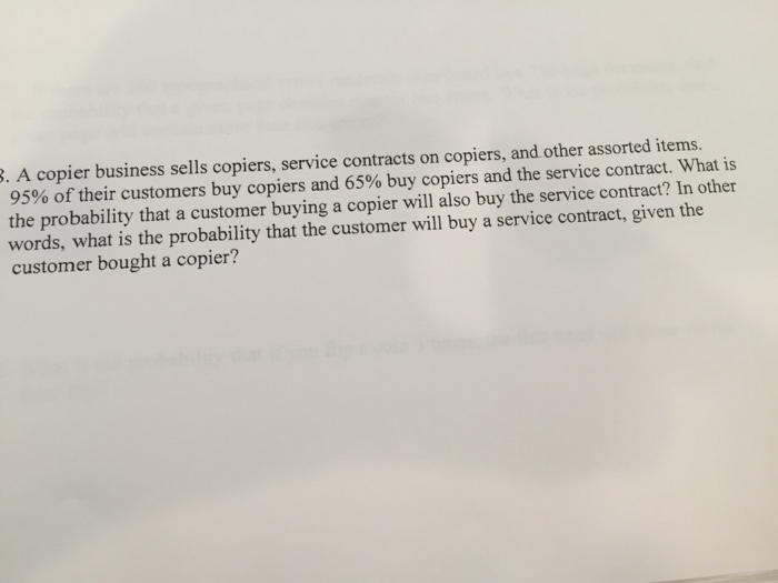 Solved A copier business sells copiers, service contracts on | Chegg.com