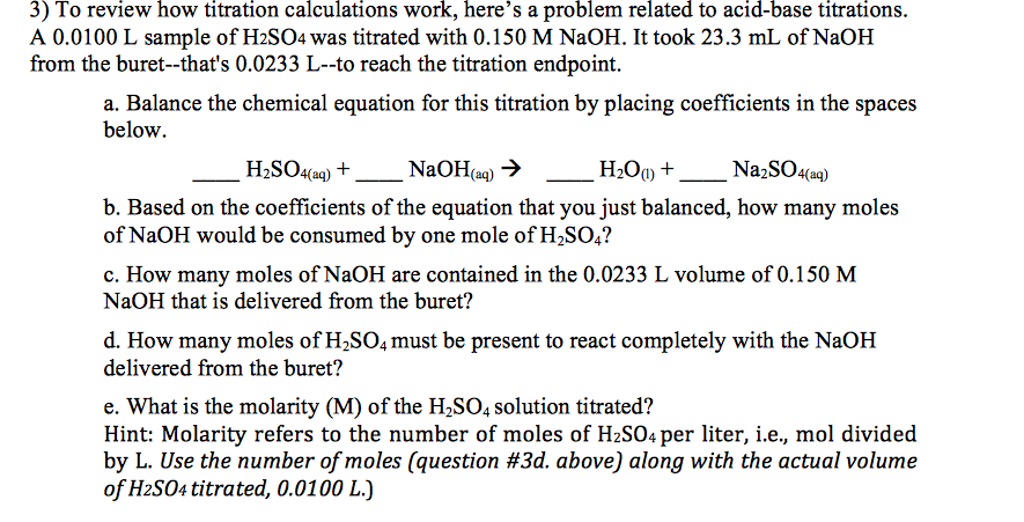 Solved To review how titration calculations work, here's a | Chegg.com