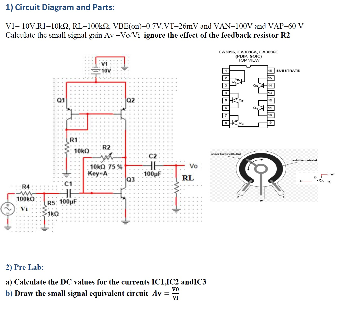 Solved V1= 10V, Rl=10k ohm, RL=100k ohm, | Chegg.com