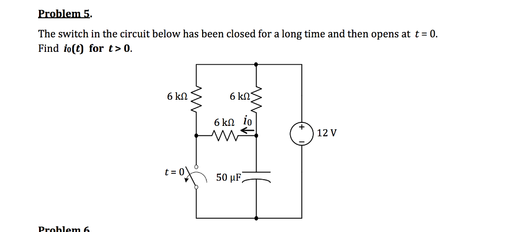 Solved The switch in the circuit below has been closed for a | Chegg.com