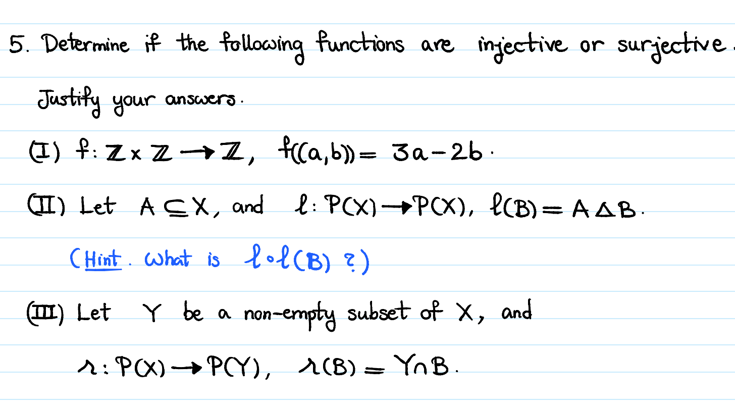 Determine if the following functions are injective or | Chegg.com