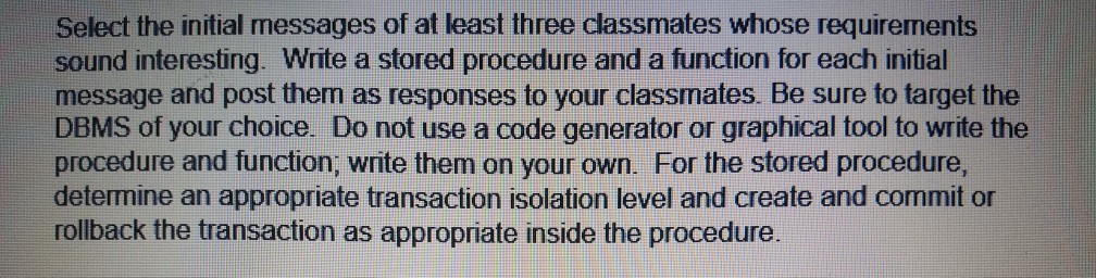 Solved Select the initial messages of at least three | Chegg.com