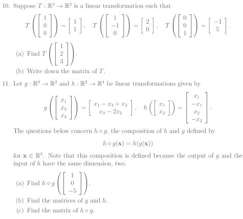 Solved 10. Suppose T : R3 → R2 is a linear transformation | Chegg.com