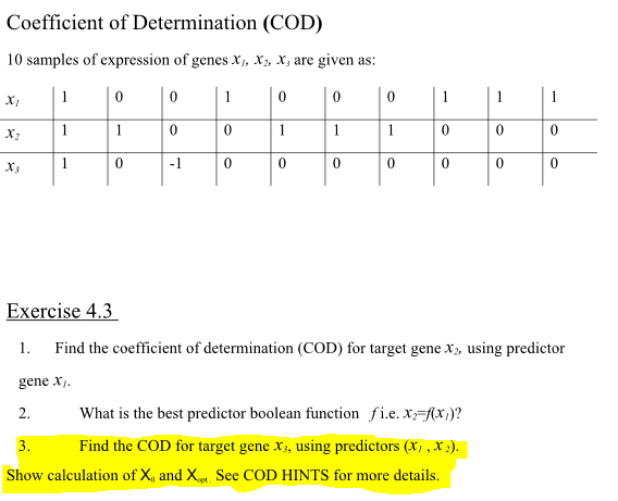 Solved Coefficient of Determination (COD) 10 samples of | Chegg.com