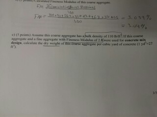 Solved Assume this coarse aggregate has a bulk density of | Chegg.com