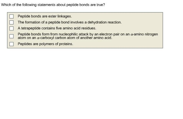 Solved Which of the following statements about peptide bonds | Chegg.com