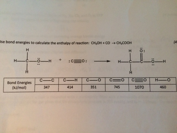 Solved Use bond energies to calculate the enthalpy of | Chegg.com Solved Use bond energies to calculate the enthalpy of | Chegg.com