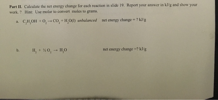 Solved Calculate the net energy change for each reaction in | Chegg.com