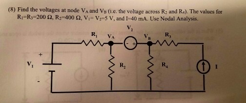 Solved Find the voltages at node V_A and V_B (i.e. the | Chegg.com