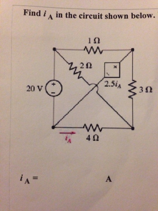 Solved Find iA in the circuit shown below. iA = A | Chegg.com