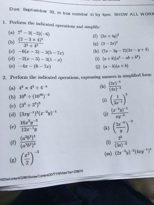 Solved Perform The Indicated Operations And Simplify 7 2