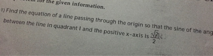 Solved Find the equation of a line passing through the | Chegg.com