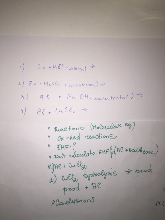 Solved Sn + HCl (diluted) rightarrow Zn + H_2 SO_4 | Chegg.com