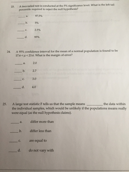 Statistical Analysis I Select the single best answer | Chegg.com
