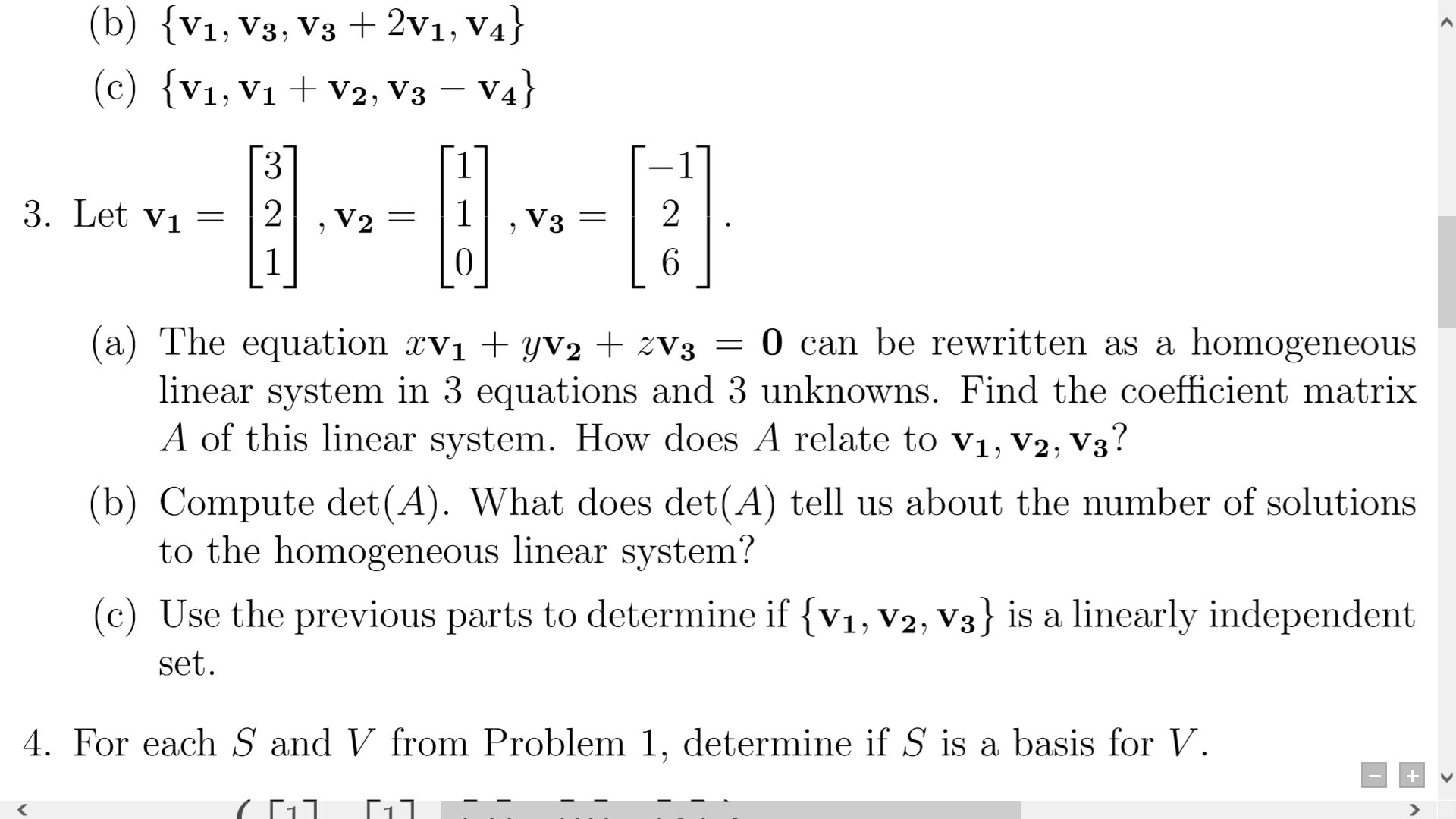 Solved {v1,v3,v3 + 2v1,v4} {v1, v1 + v2, v3 - v4} Let The | Chegg.com