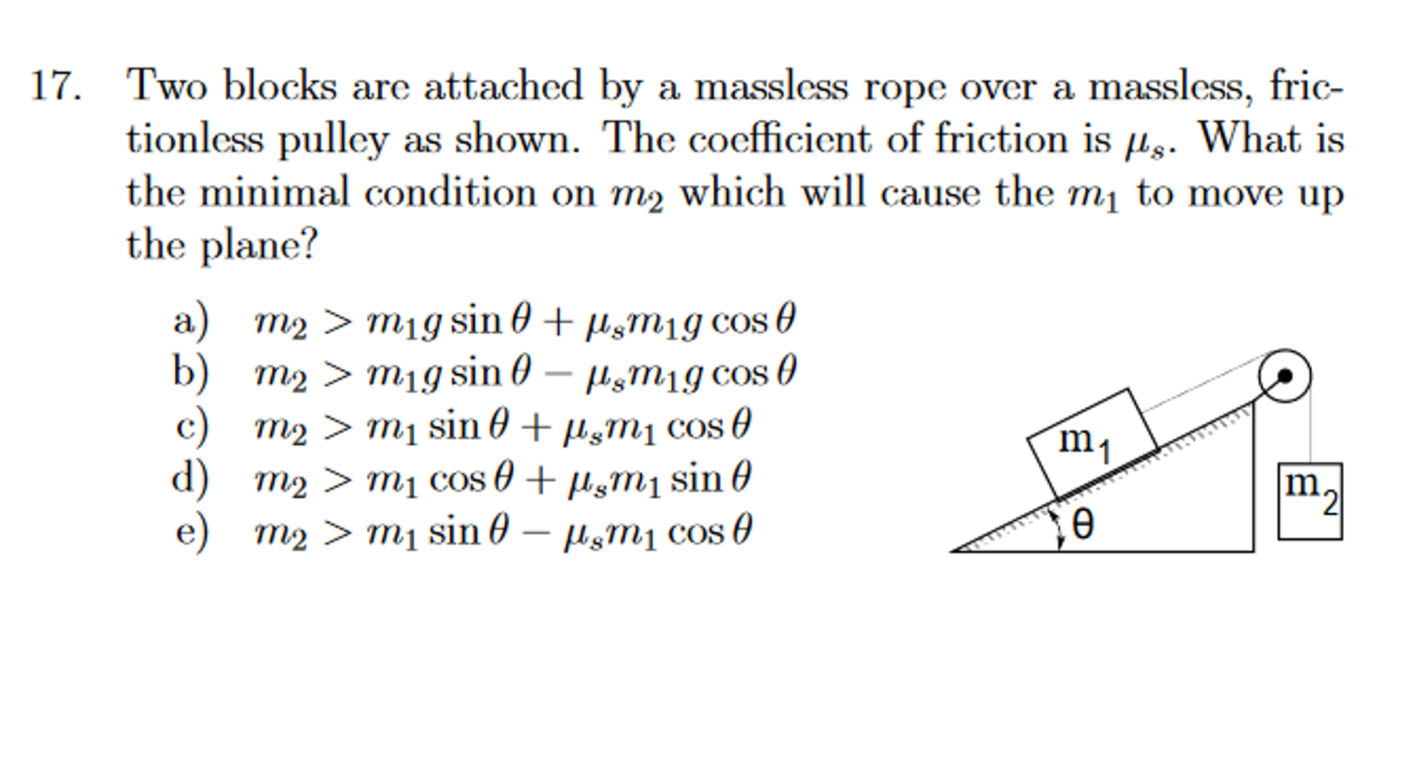 Solved Two blocks are attached by a massless rope over a | Chegg.com