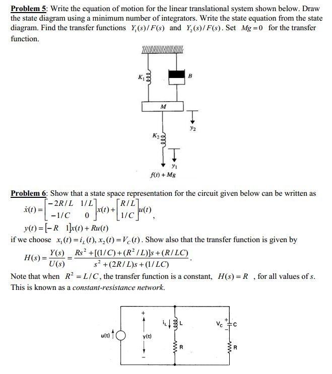 Solved Problem 5: Write the equation of motion for the | Chegg.com