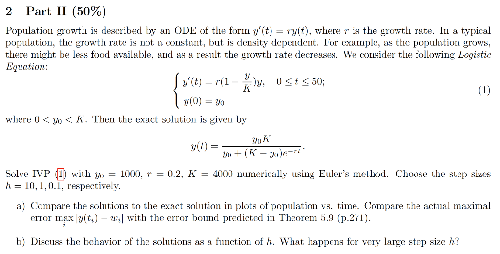 Solved Population growth is described by an ODE of the form | Chegg.com