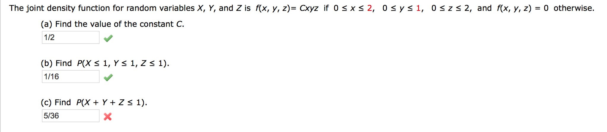 Solved The Joint Density Function For Random Variables X Y 0666