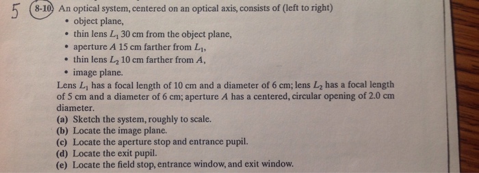 Solved An optical system, centered on an optical axis, | Chegg.com