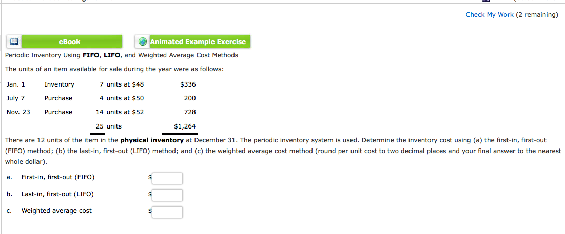 Solved Periodic Inventory Using FIFO, LIFO, and Weighted | Chegg.com