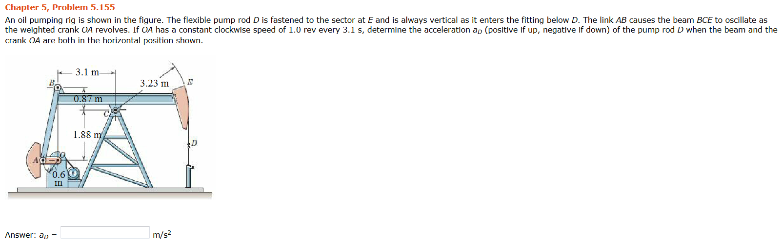Solved Chapter 5, Problem 5.155 An oil pumping rig is shown | Chegg.com