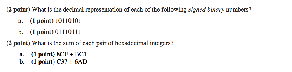 Solved 2 point) What is the decimal representation of each | Chegg.com