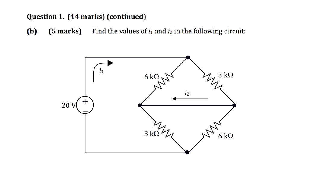 Solved Find the values of i_1 and i_2 in the following | Chegg.com