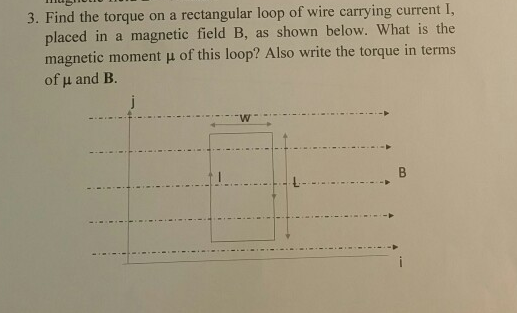 Solved 3. Find the torque on a rectangular loop of wire | Chegg.com