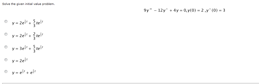 Solved Solve the given initial value problem: 9y" - 12y' + | Chegg.com