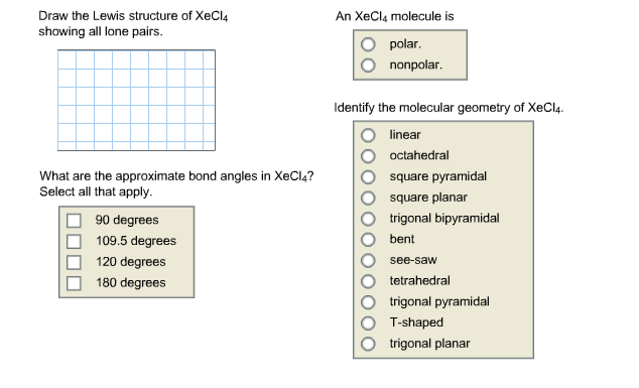 Solved Draw the Lewis structure of XeCl_4 showing all lone | Chegg.com