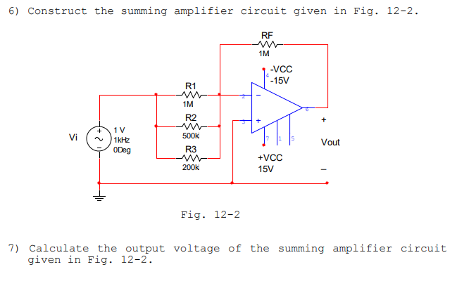 Solved 6) Construct the summing amplifier circuit given in | Chegg.com