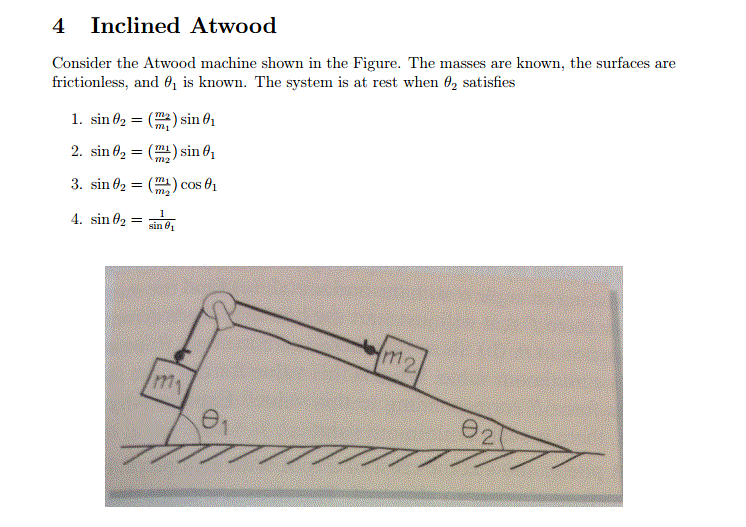 Solved Consider the Atwood machine shown in the Figure. The | Chegg.com