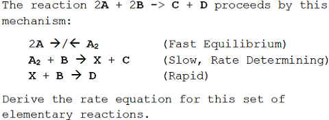 Solved The reaction 2A + 2B rightarrow C + D proceeds by | Chegg.com