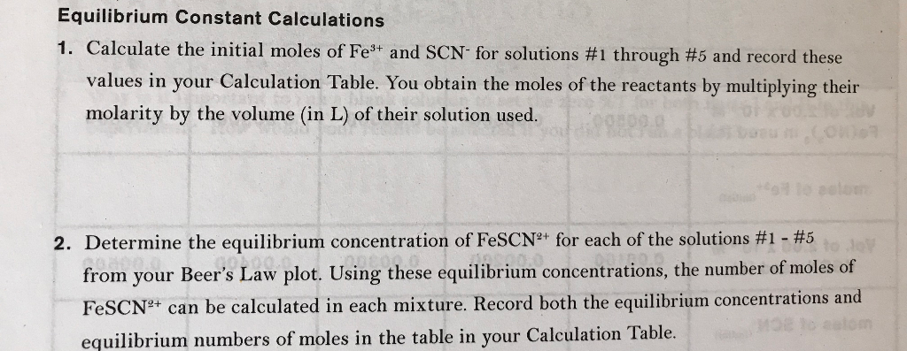 Solved Equilibrium Constant Calculations 1. Calculate the | Chegg.com