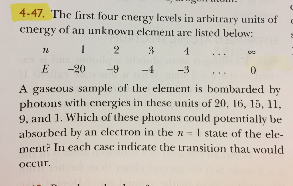 Solved 4-47. The first four energy levels in arbitrary units | Chegg.com