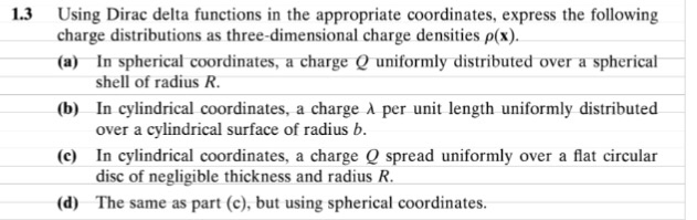 Solved Using Dirac delta functions in the appropriate | Chegg.com